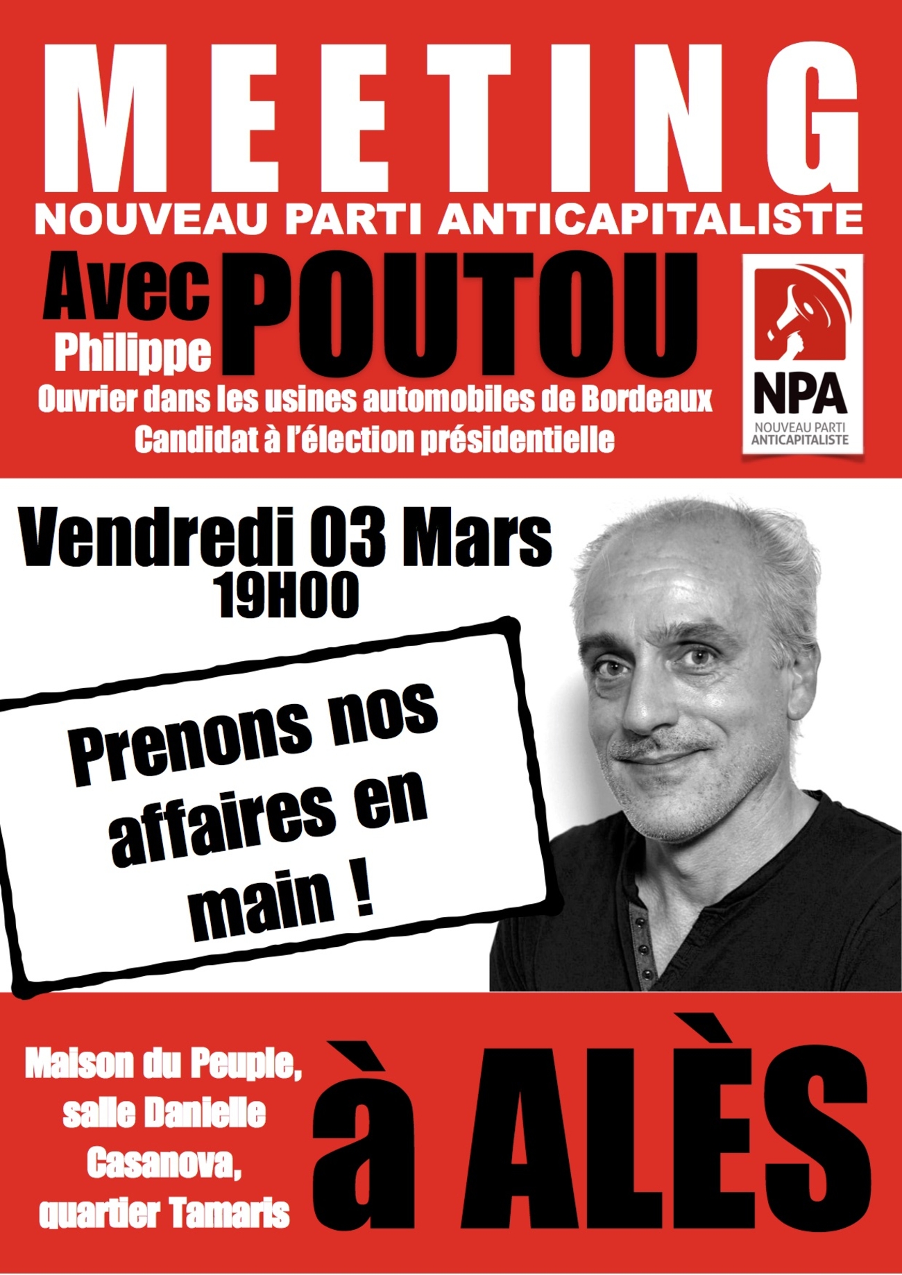 Alès - Réunion publique du NPA avec Philippe Poutou | NPA