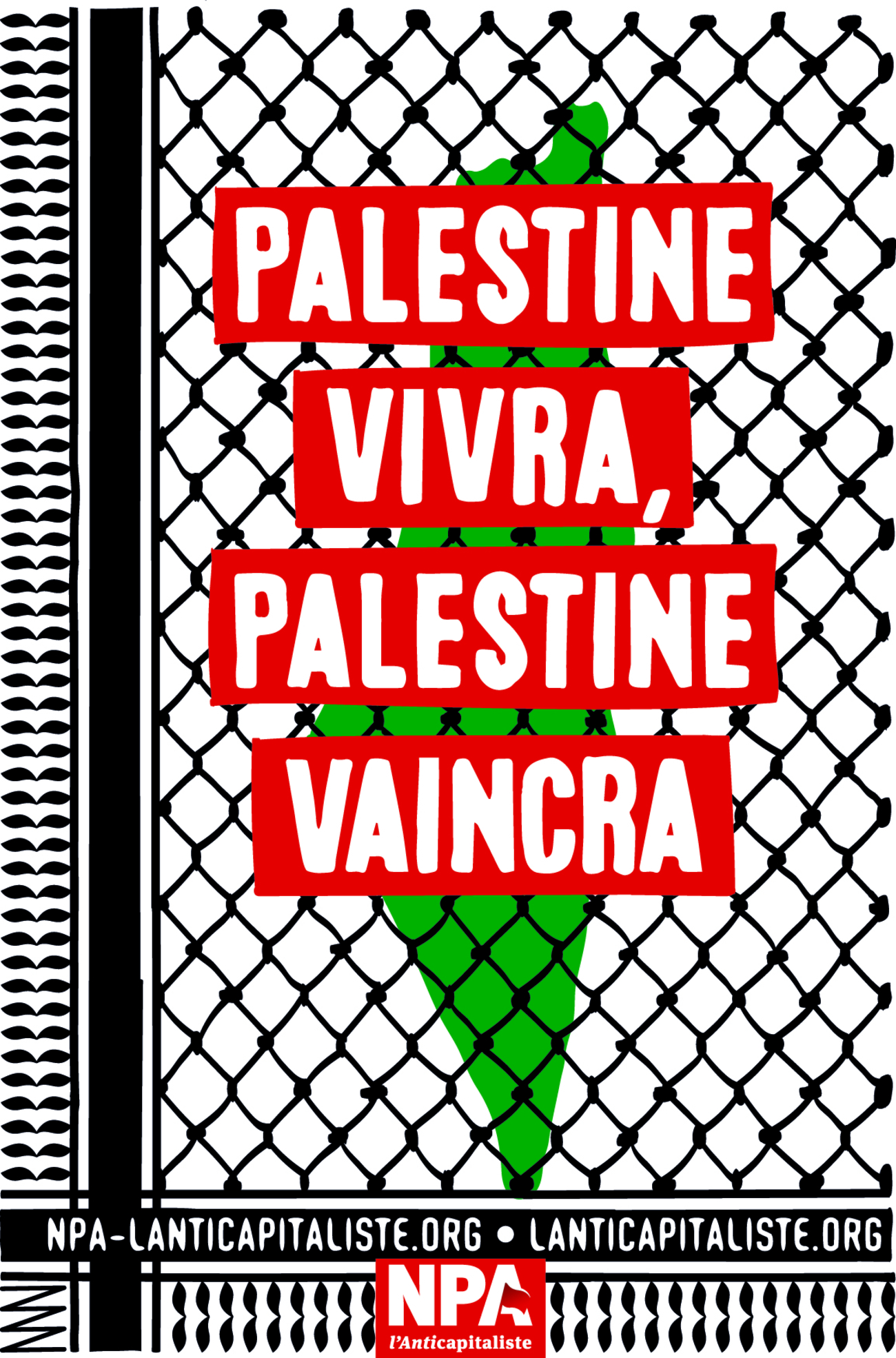 Affiche/Autocollant : « Palestine vivra, Palestine vaincra » | NPA