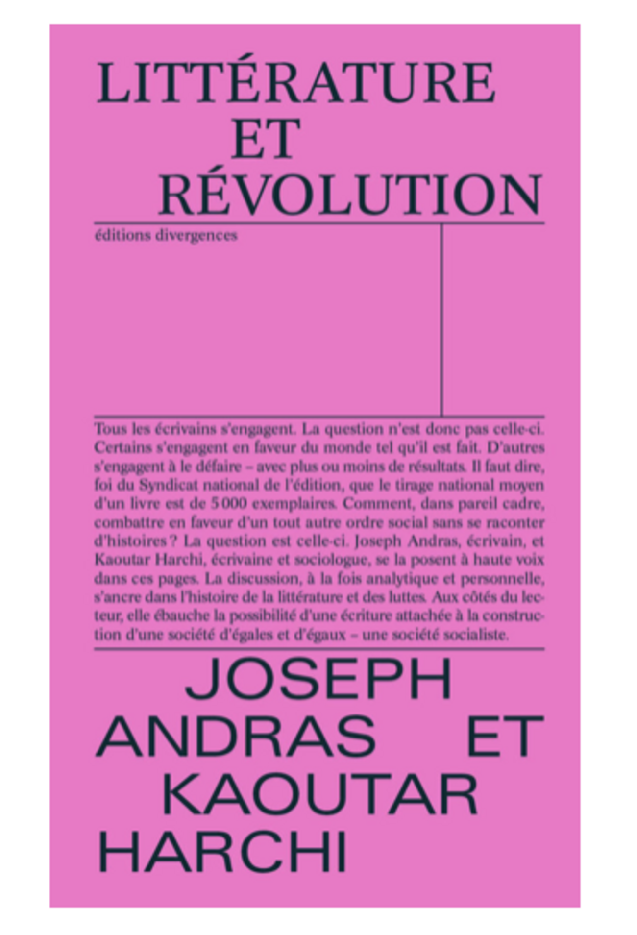Littérature et Révolution, de Joseph Andras et Kaoutar Harchi | NPA